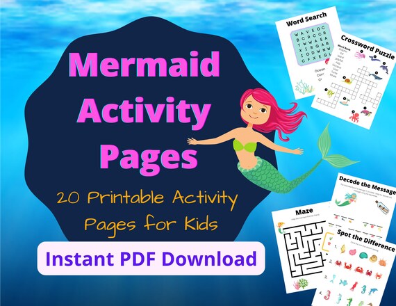 Mermaid Activity Pages Printable Activity Pages for Kids | Etsy