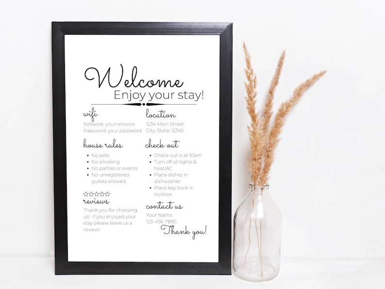 Airbnb Welcome Sign | PDF Download | Guest Arrival Sign Template | VRBO ...