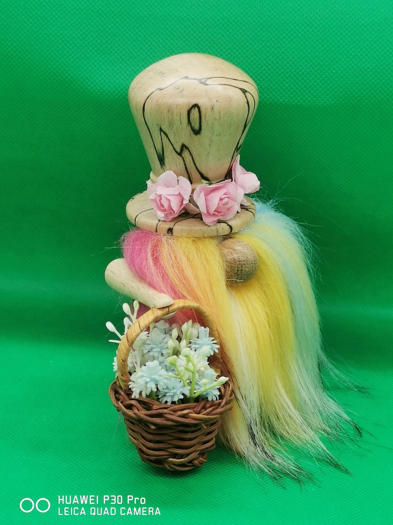 Handmade Wooden Gonk With a Basket of Flowers - Etsy