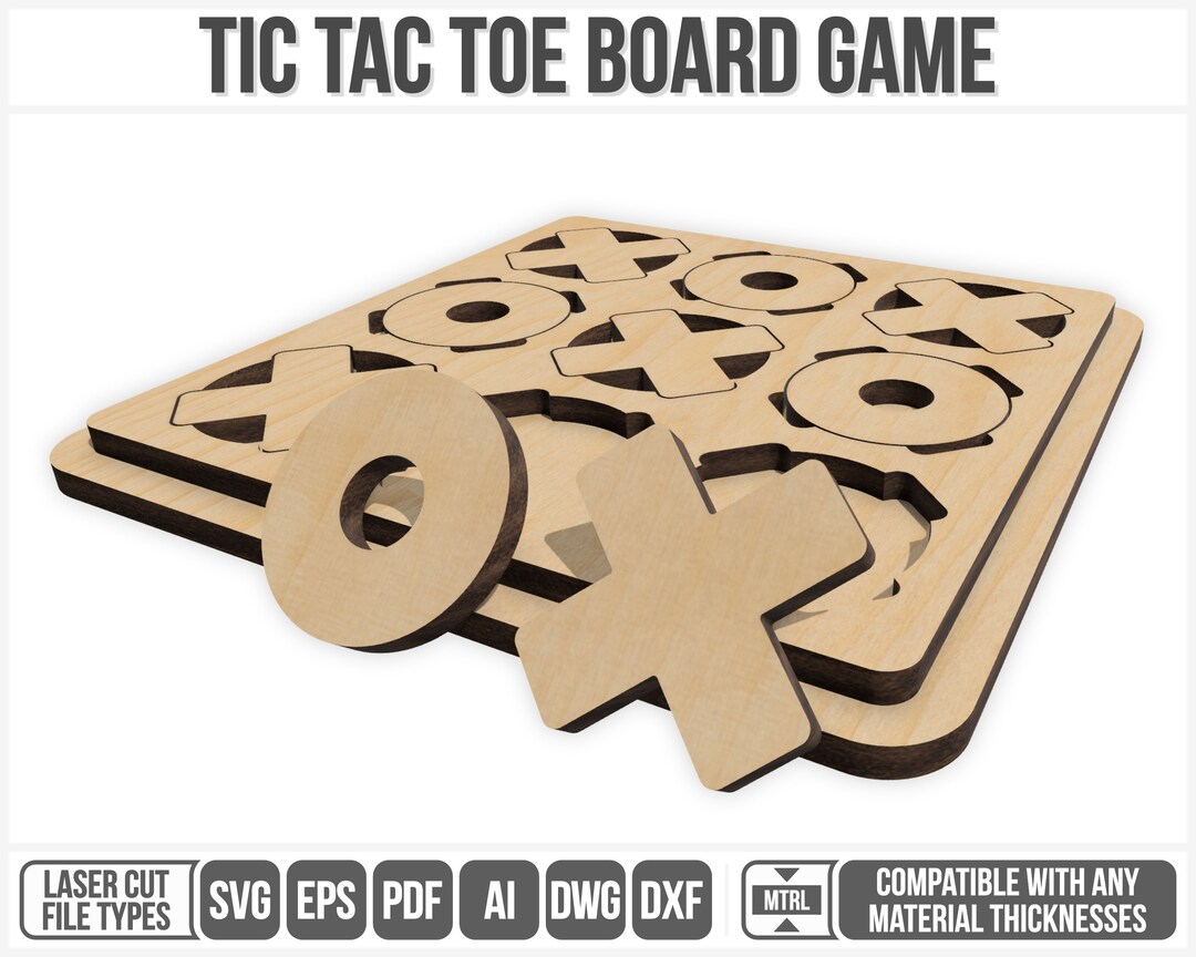 Tic Tac Toe Board Game Laser Cut Files - Etsy