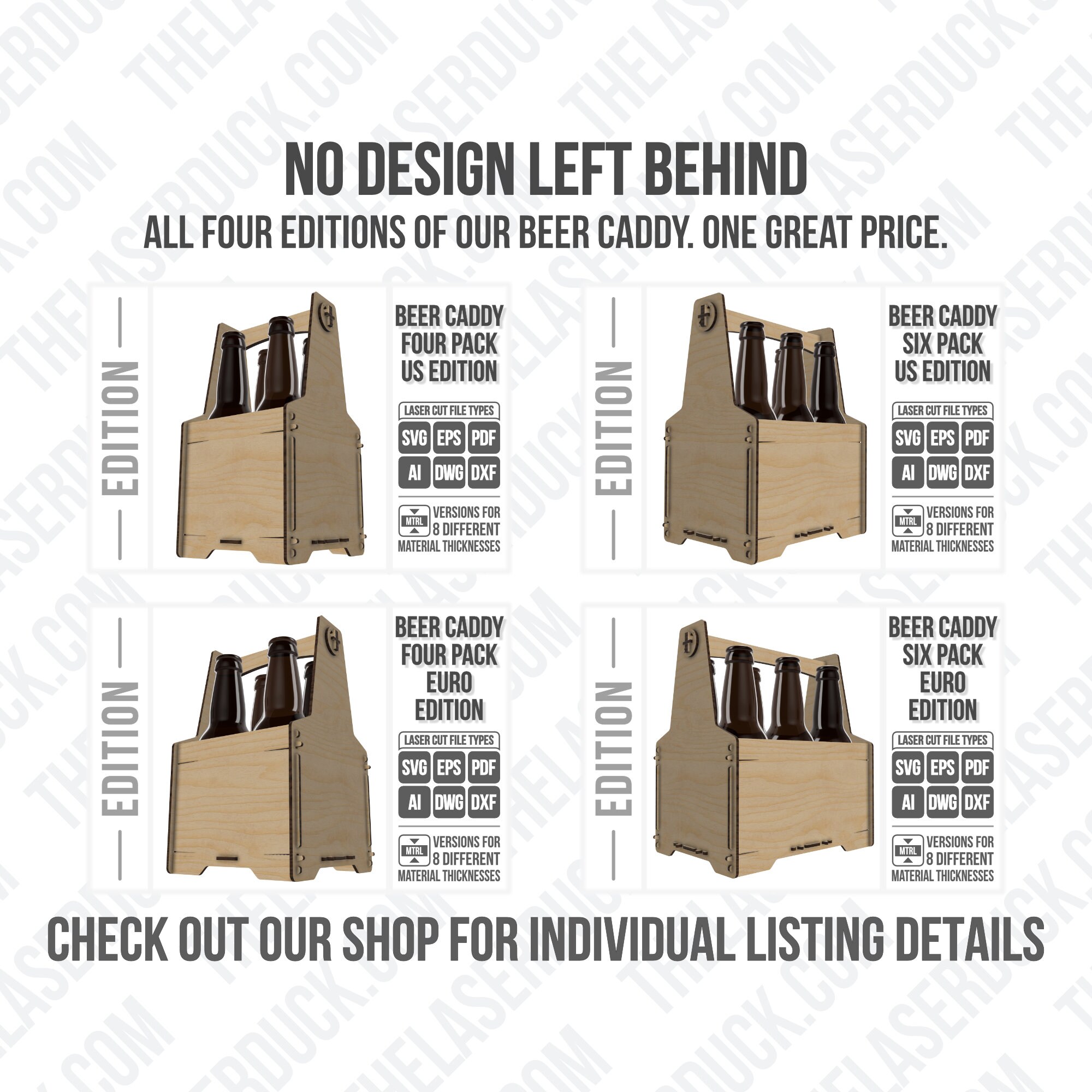 Beer Caddy | 4-pack & 6-pack | US + Euro Editions | Laser Cut Files - Etsy