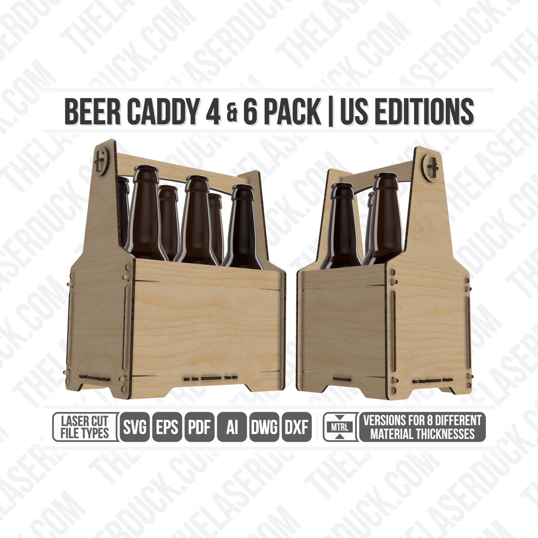 Beer Caddy | 4-pack & 6-pack | US Editions | Laser Cut Files - Etsy