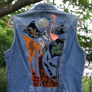 Women Medium Vest, Wearable Art, Denim Art, Women Vest, Unique Handmade ...