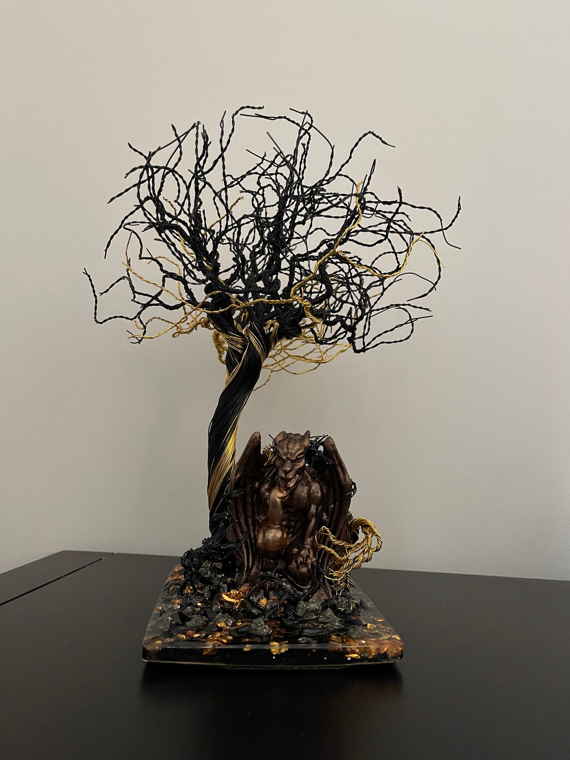 Striking Black and Gold Gargoyle Wire Tree Gothic - Etsy