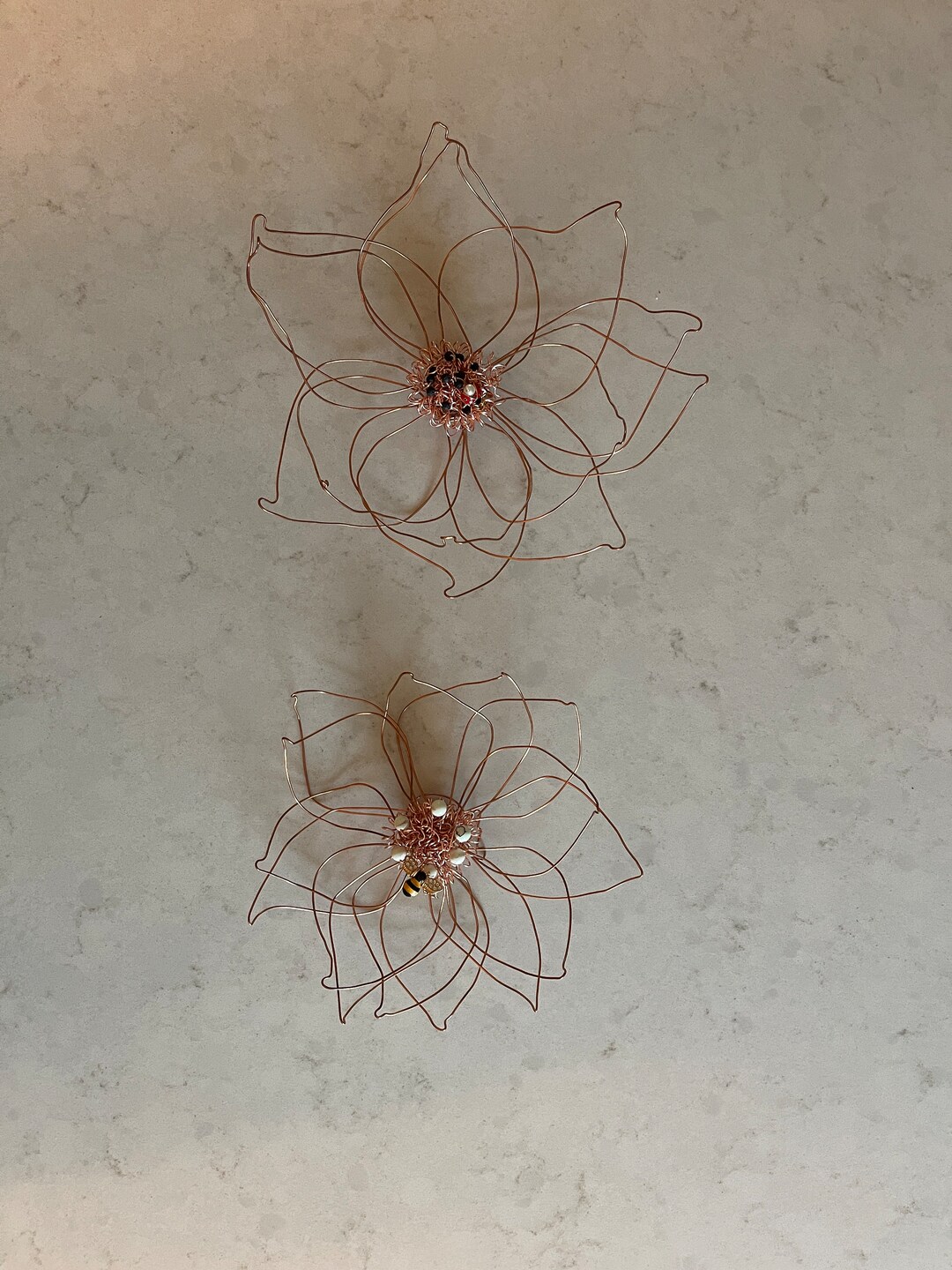 Sold Separately, Copper Wire Flower Wall Hanging, Ladybug and Lava Rock ...