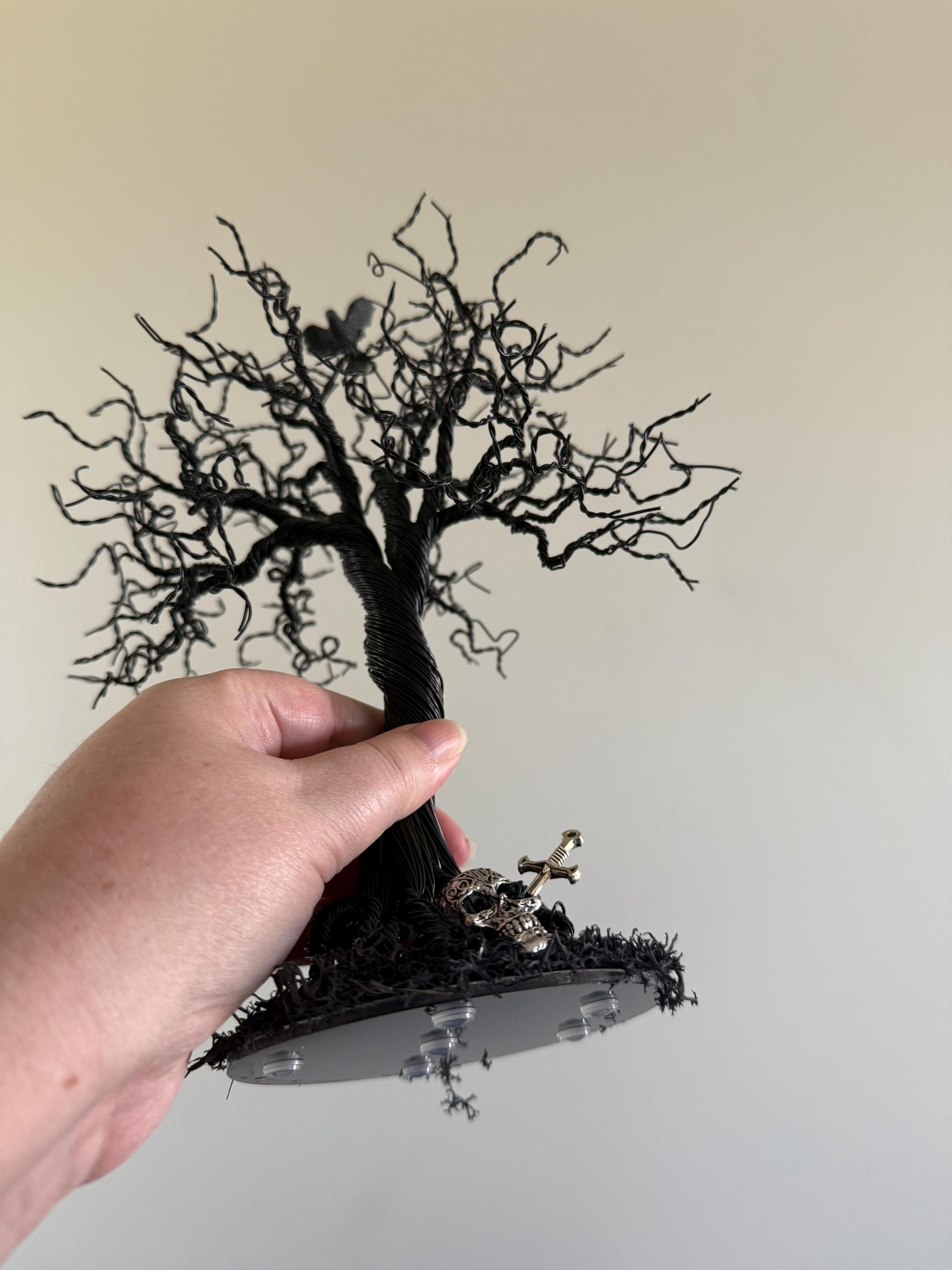 Black Wire Tree Sculpture, Skull, Crow, Gothic Halloween Decor - Etsy