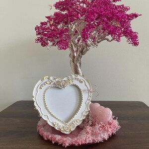 Pink Tree of Life, Rose Quartz Stones, Memorial Gift, Orb Display ...