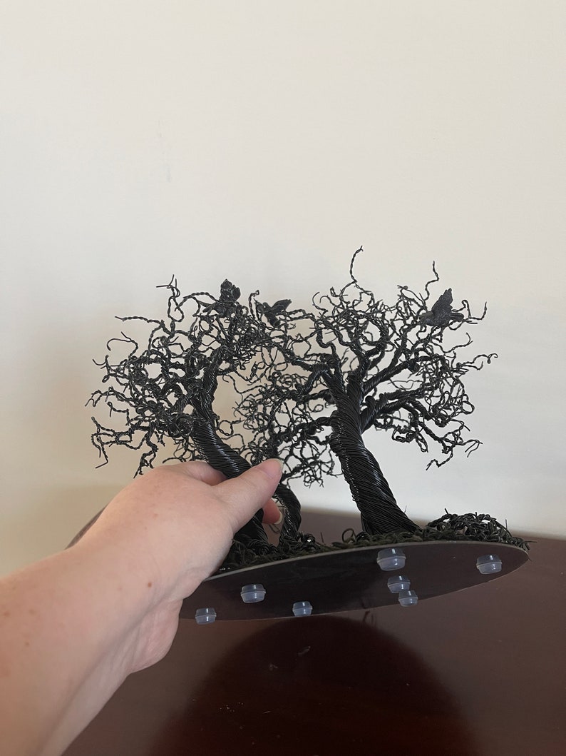 Striking Black Wire Tree Sculpture With Crows, Bonsai Tree, Tree of ...