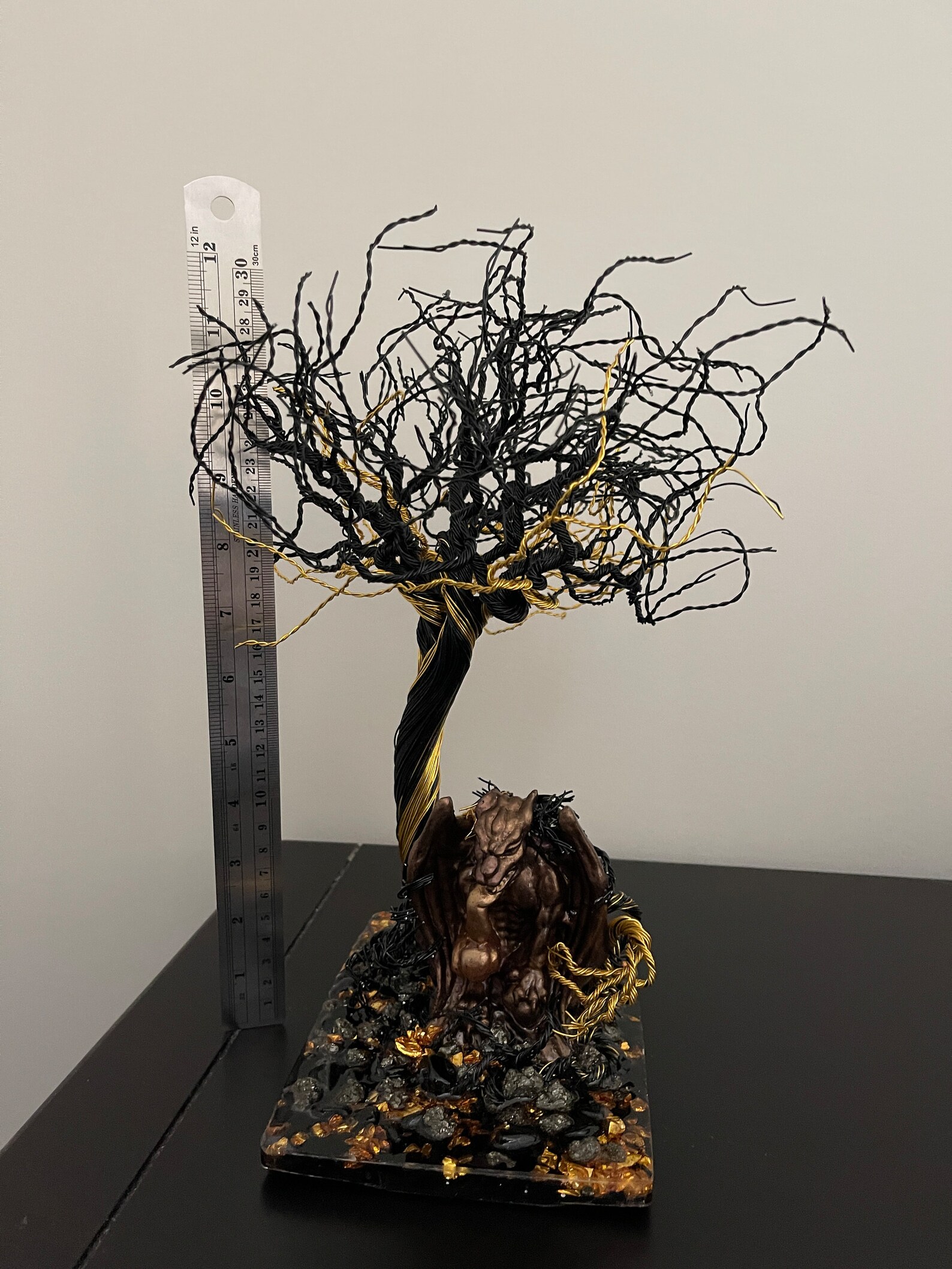 Striking Black and Gold Gargoyle Wire Tree Gothic - Etsy