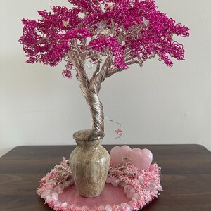 Pink Tree of Life, Rose Quartz Stones, Memorial Gift, Orb Display ...