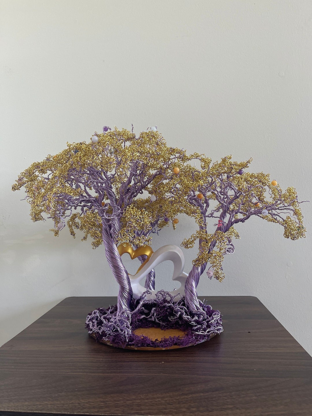 Tree of Life Memorial With Hearts Between the Trees, Orb Holder ...