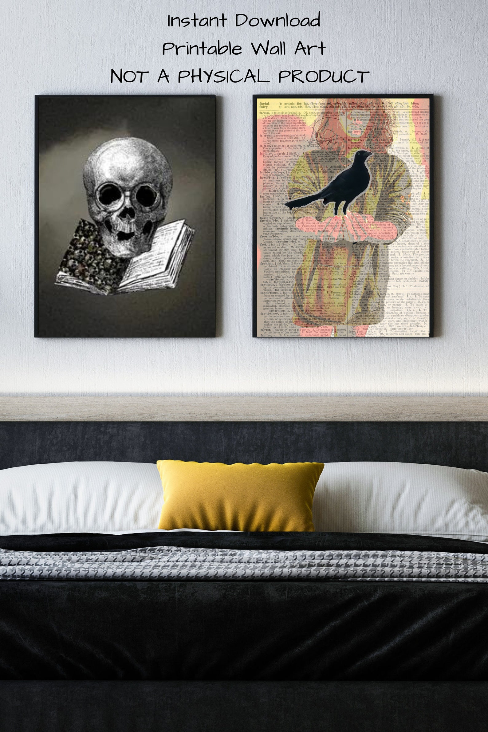 Skull Reading a Book Printable Download Skull Decor Skull - Etsy