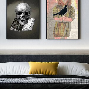 Skull Reading a Book, Printable Download, Skull Decor, Skull Art ...