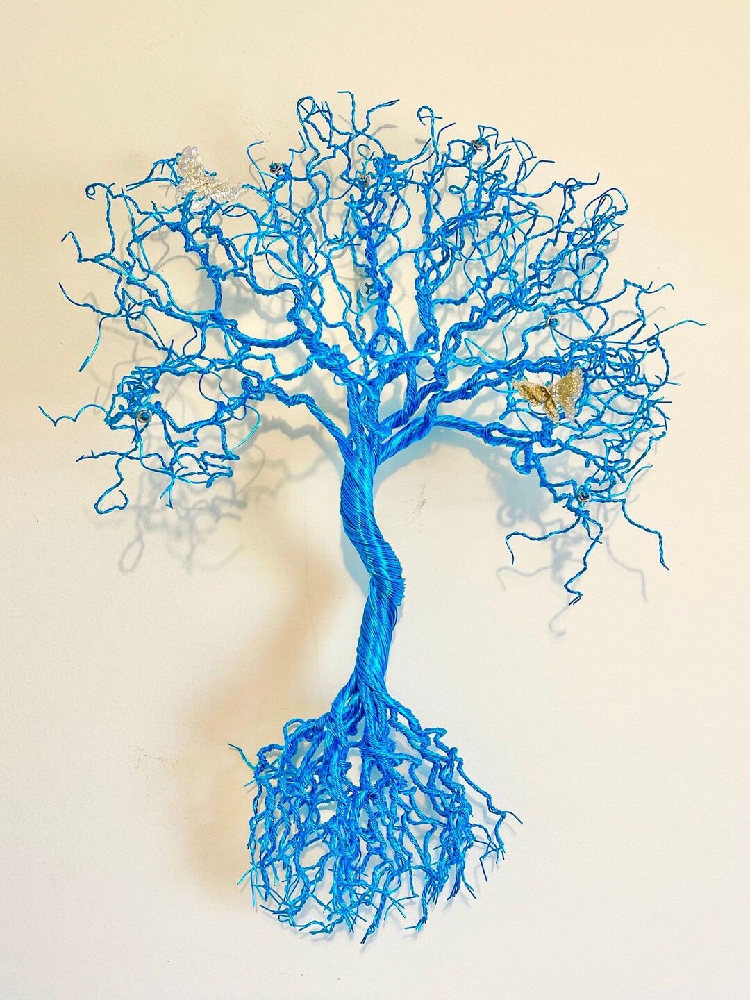 Turquoise Tree of Life With Two Silver Butterflies and 6 Mini Silver ...