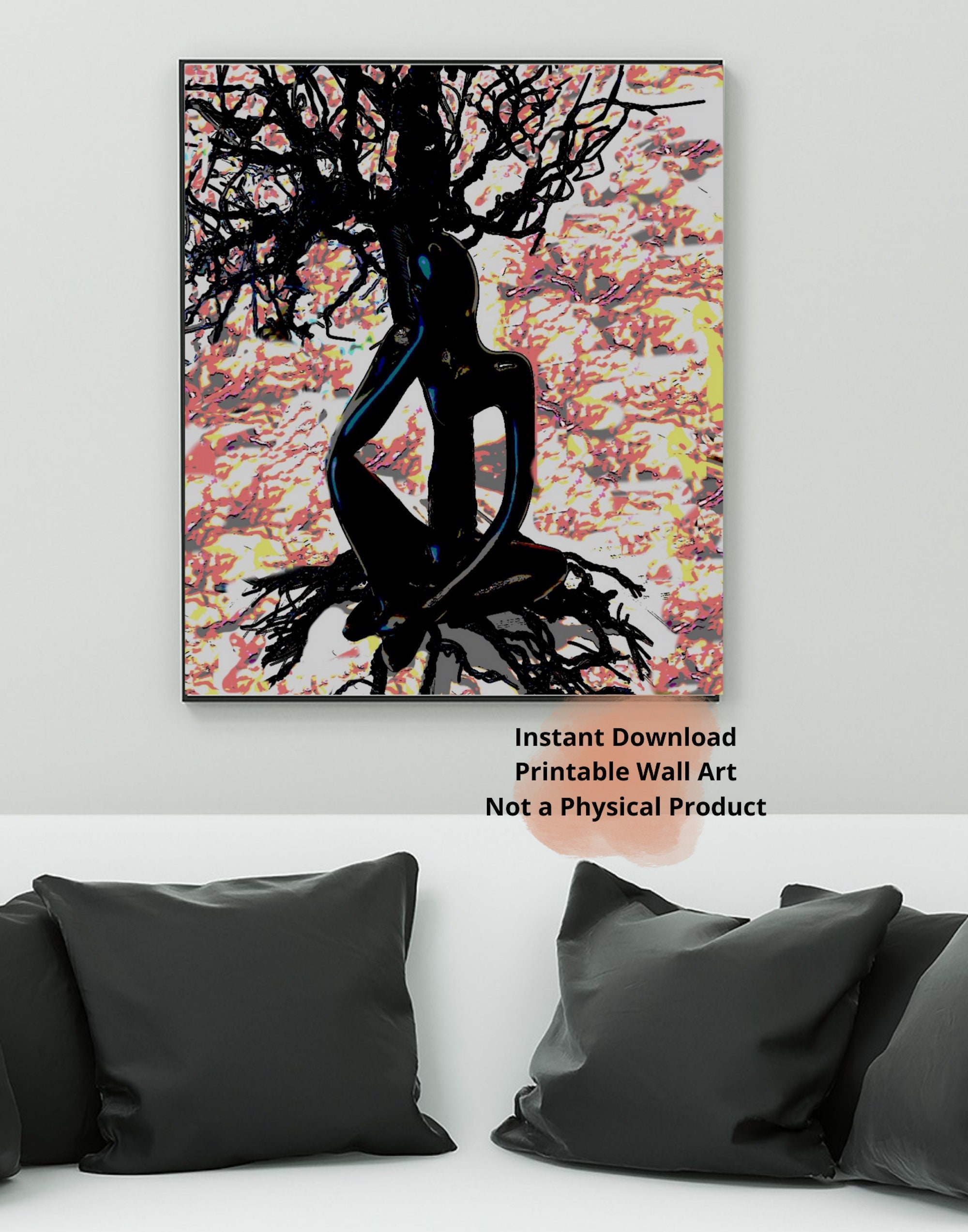 The Thinker Under a Tree, the Thinker Abstract Art, Printable Wall Art ...
