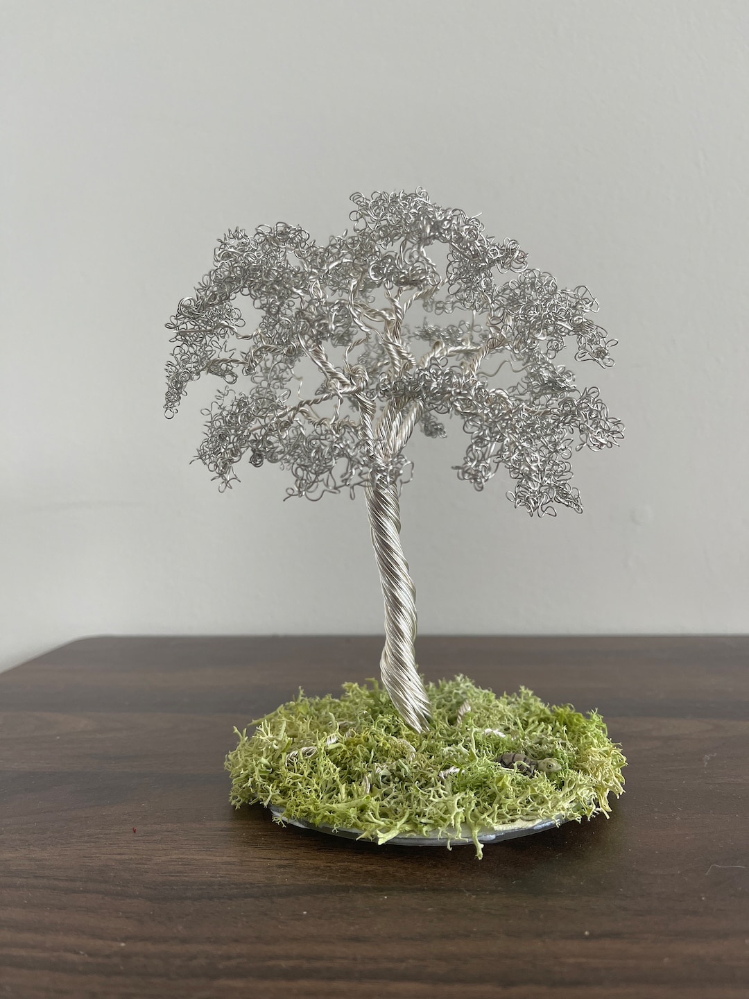 Silver Colored Copper Wire Tree Sculpture, Tree of Life, Bonsai Tree ...