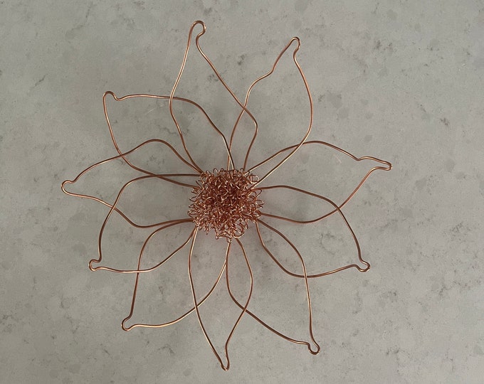 Copper Wire Flower Wall Hanging, Wire Art, Wire Sculpture, Home Decor ...