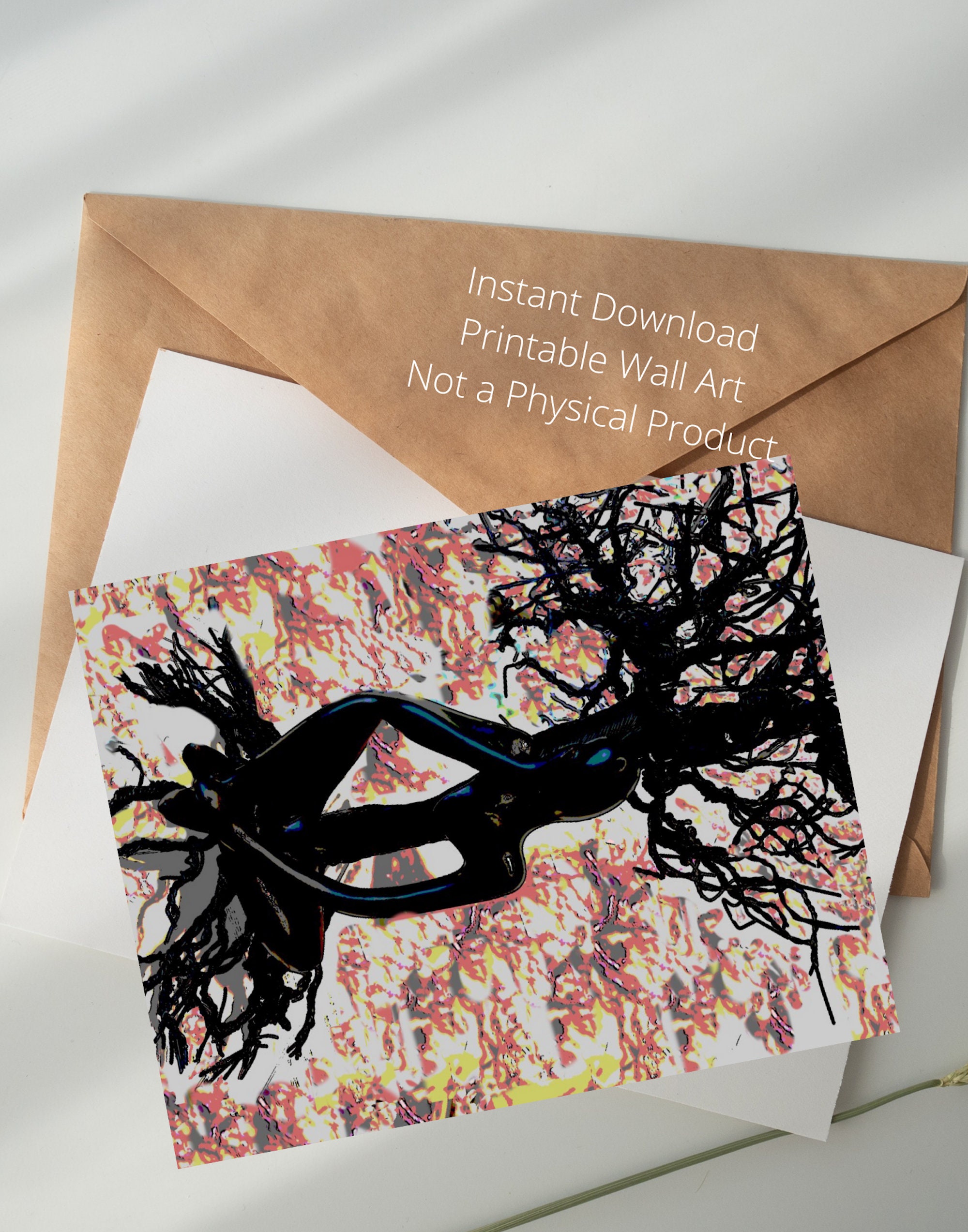 The Thinker Under a Tree, the Thinker Abstract Art, Printable Wall Art ...