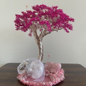 Pink Tree of Life, Rose Quartz Stones, Memorial Gift, Orb Display ...