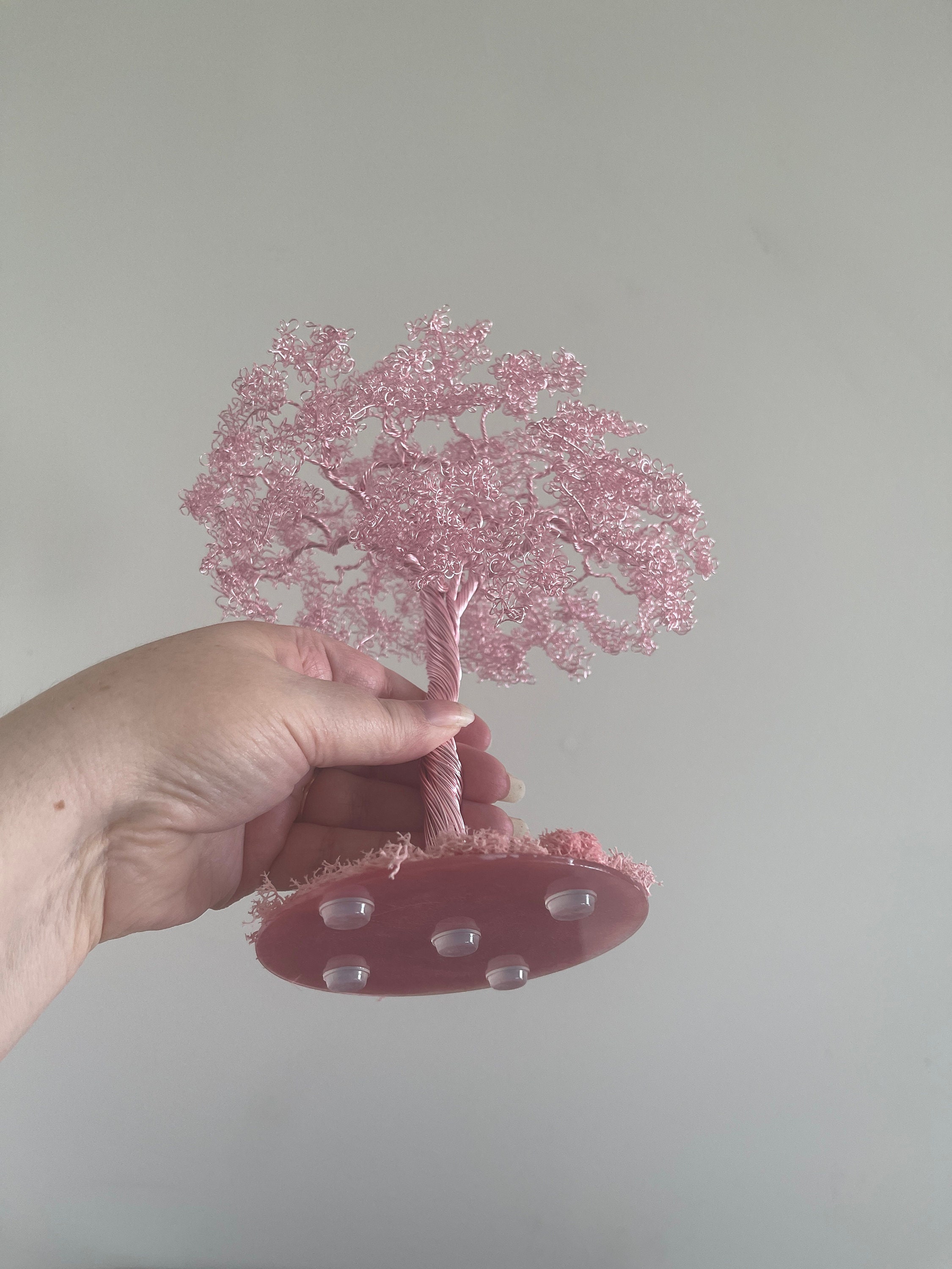 Rose Colored Copper Wire Tree Sculpture, Pink Tree of Life, Bonsai Tree ...