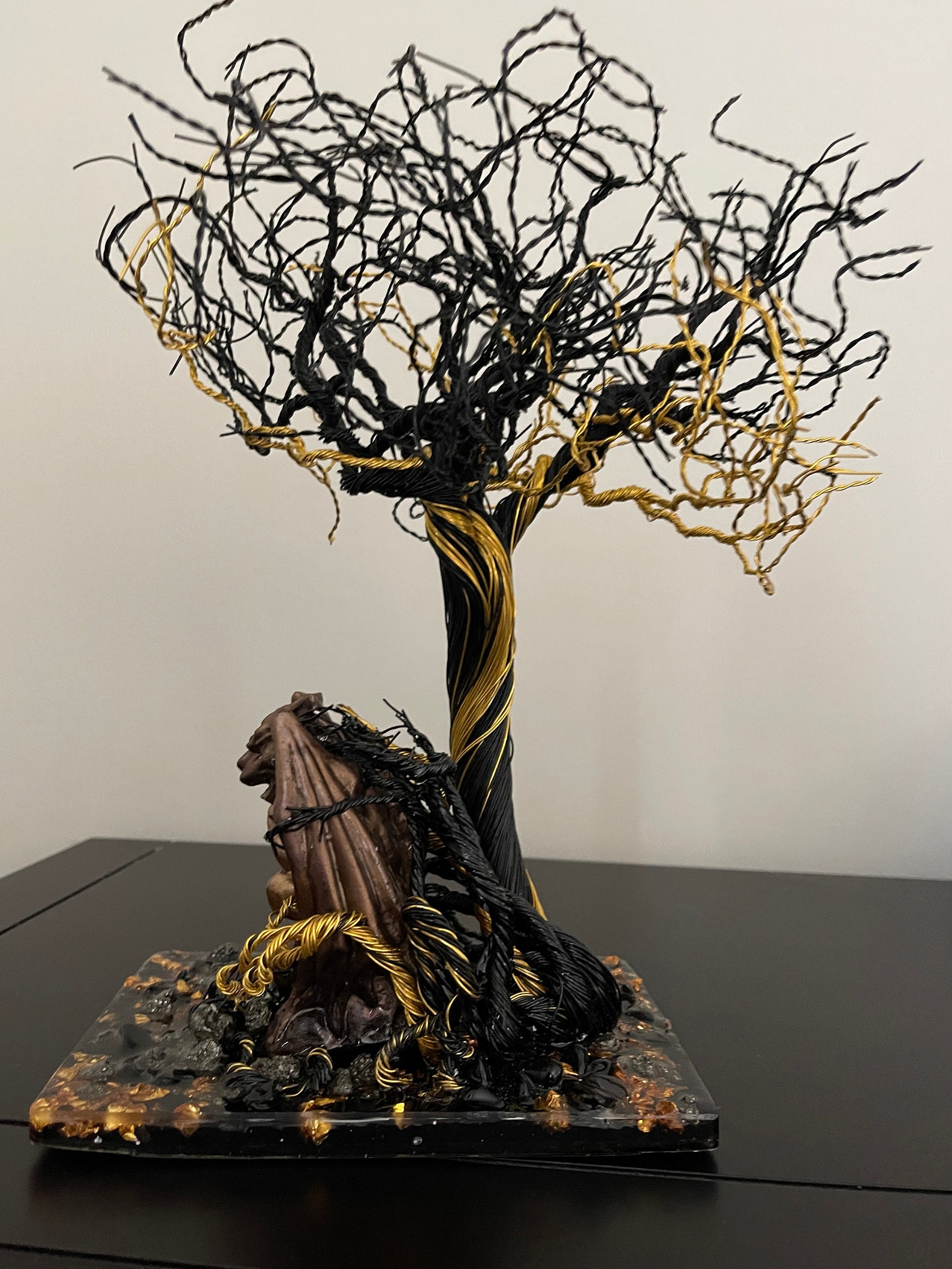 Striking Black and Gold Gargoyle Wire Tree Gothic - Etsy