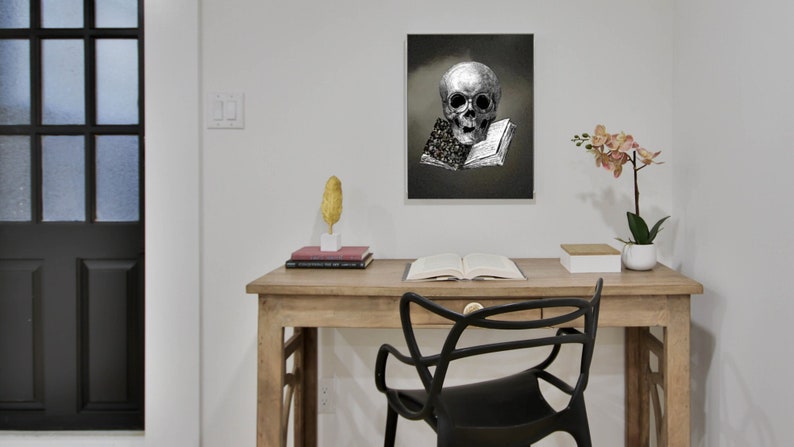 Skull Reading a Book Printable Download Skull Decor Skull - Etsy