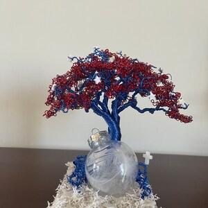Patriotic Tree of Life With Stars and a Cross, Memorial Gift, Orb ...