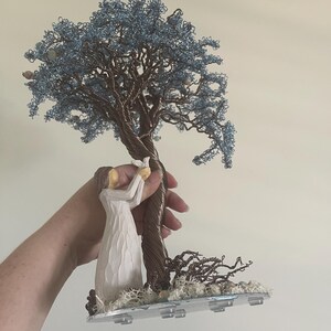 Blue Tree of Life, Angel With Dove, Natural Stones, Memorial Gift, Orb ...