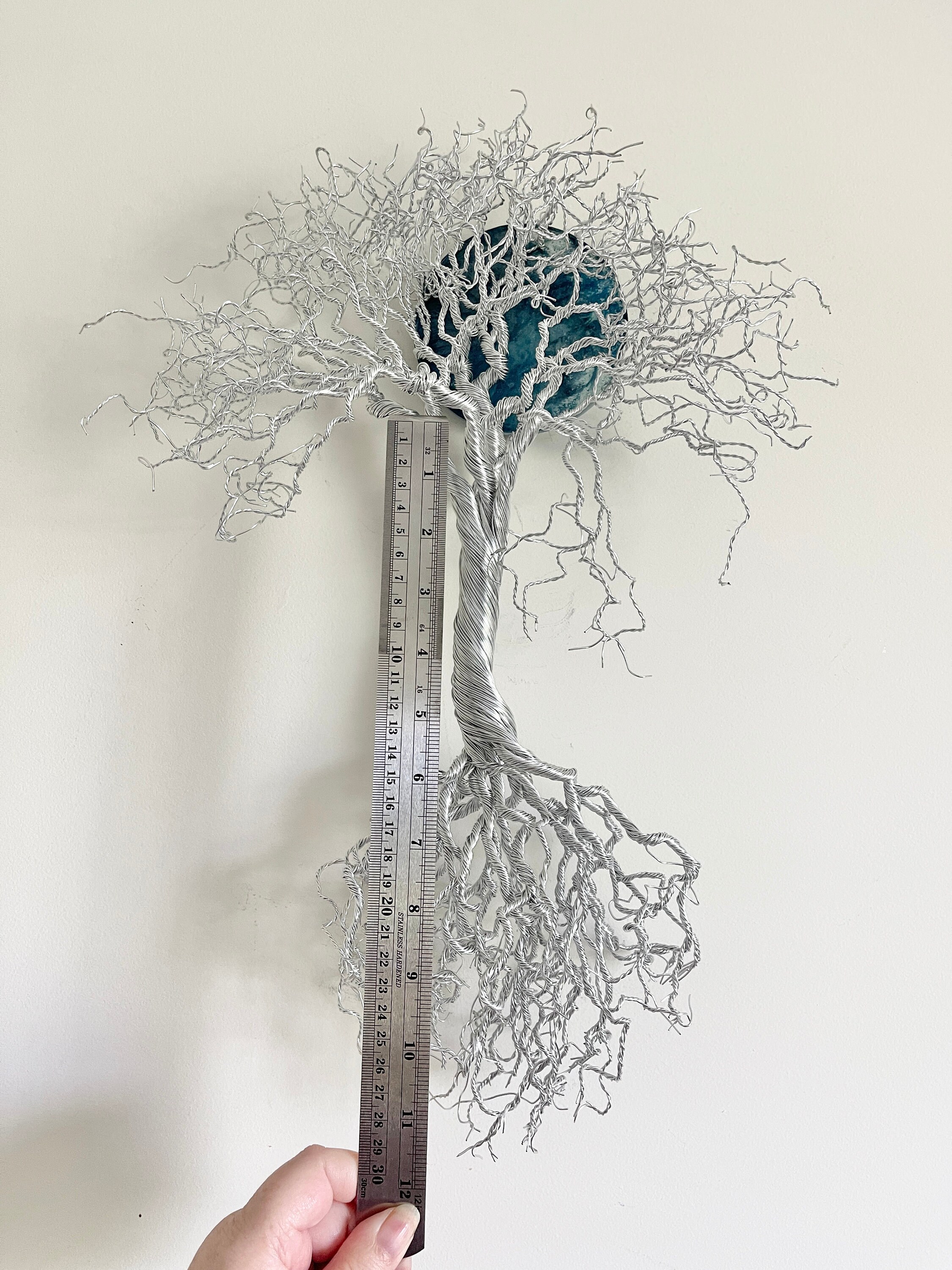Silver Tree of Life With a Blue Moon Behind Its Branches, Wire Tree ...