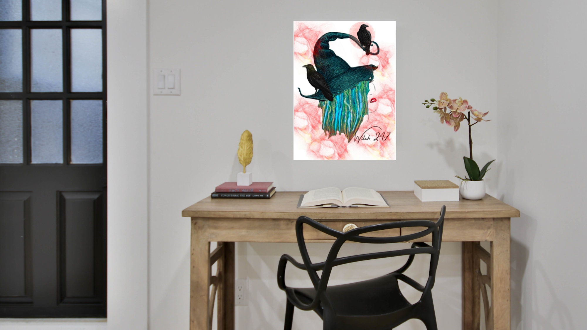 Witch Raven Black Crow Printable Wall Art Mystical Print Etsy