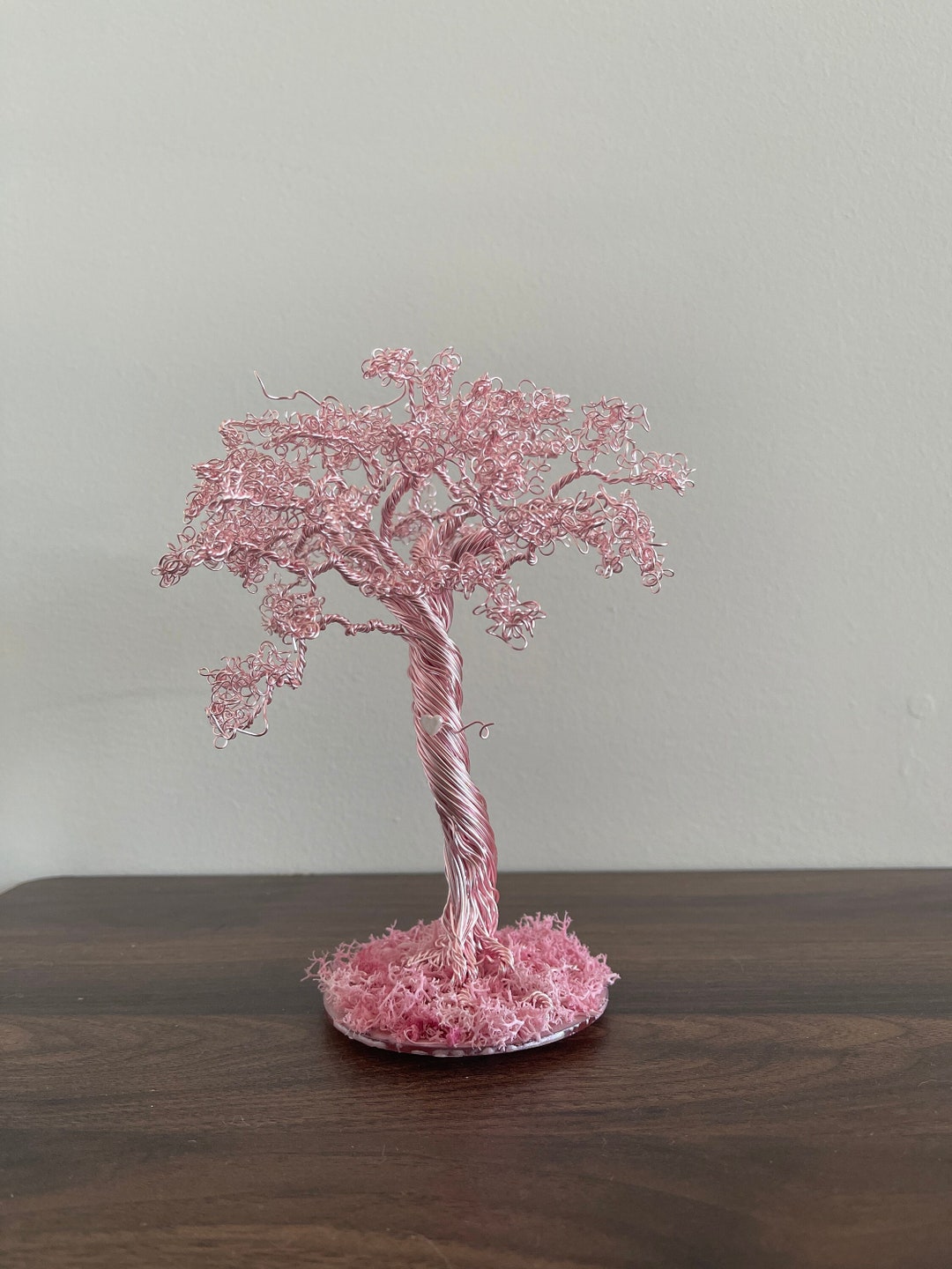 Rose Gold Colored Copper Wire Tree Sculpture, Pink Tree of Life, Bonsai ...