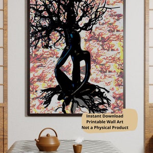 The Thinker Under a Tree, the Thinker Abstract Art, Printable Wall Art ...