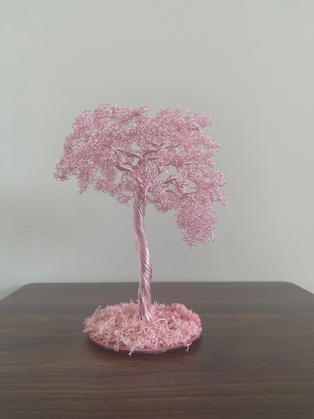 Rose Colored Copper Wire Tree Sculpture, Pink Tree of Life, Bonsai Tree ...