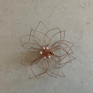Copper Wire Flower Wall Hanging, Ladybug/honey Bee Sculpture - Etsy