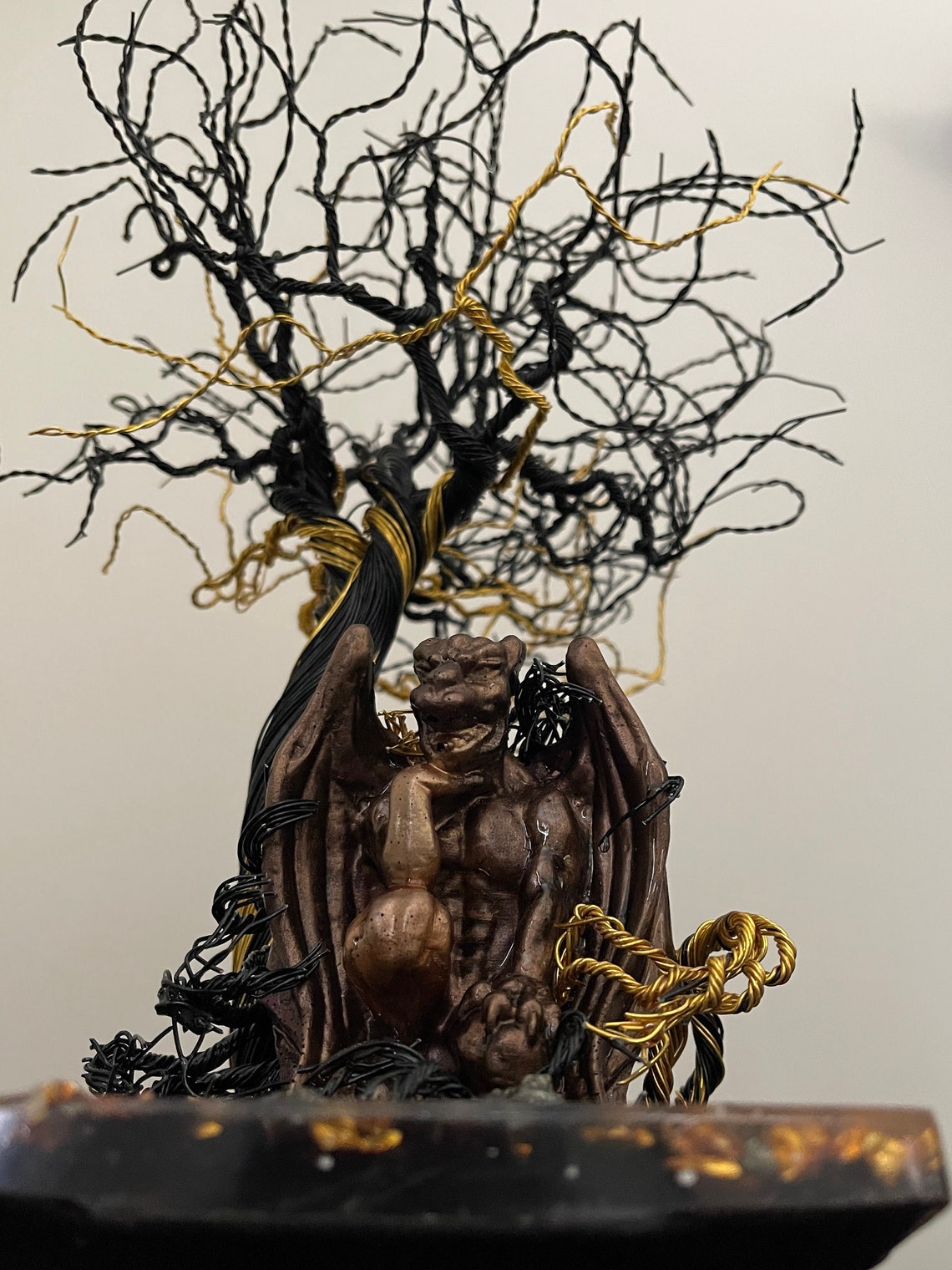 Striking Black and Gold Gargoyle Wire Tree Gothic - Etsy