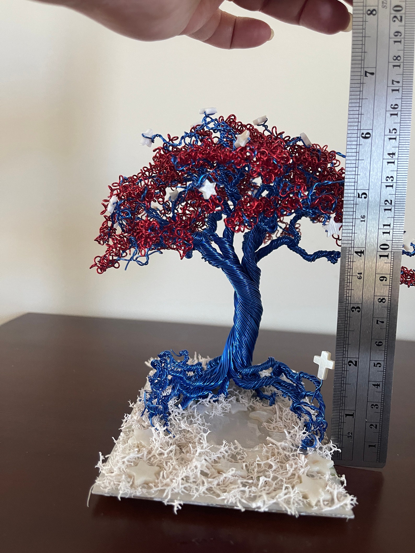 Patriotic Tree of Life With Stars and a Cross, Memorial Gift, Orb ...