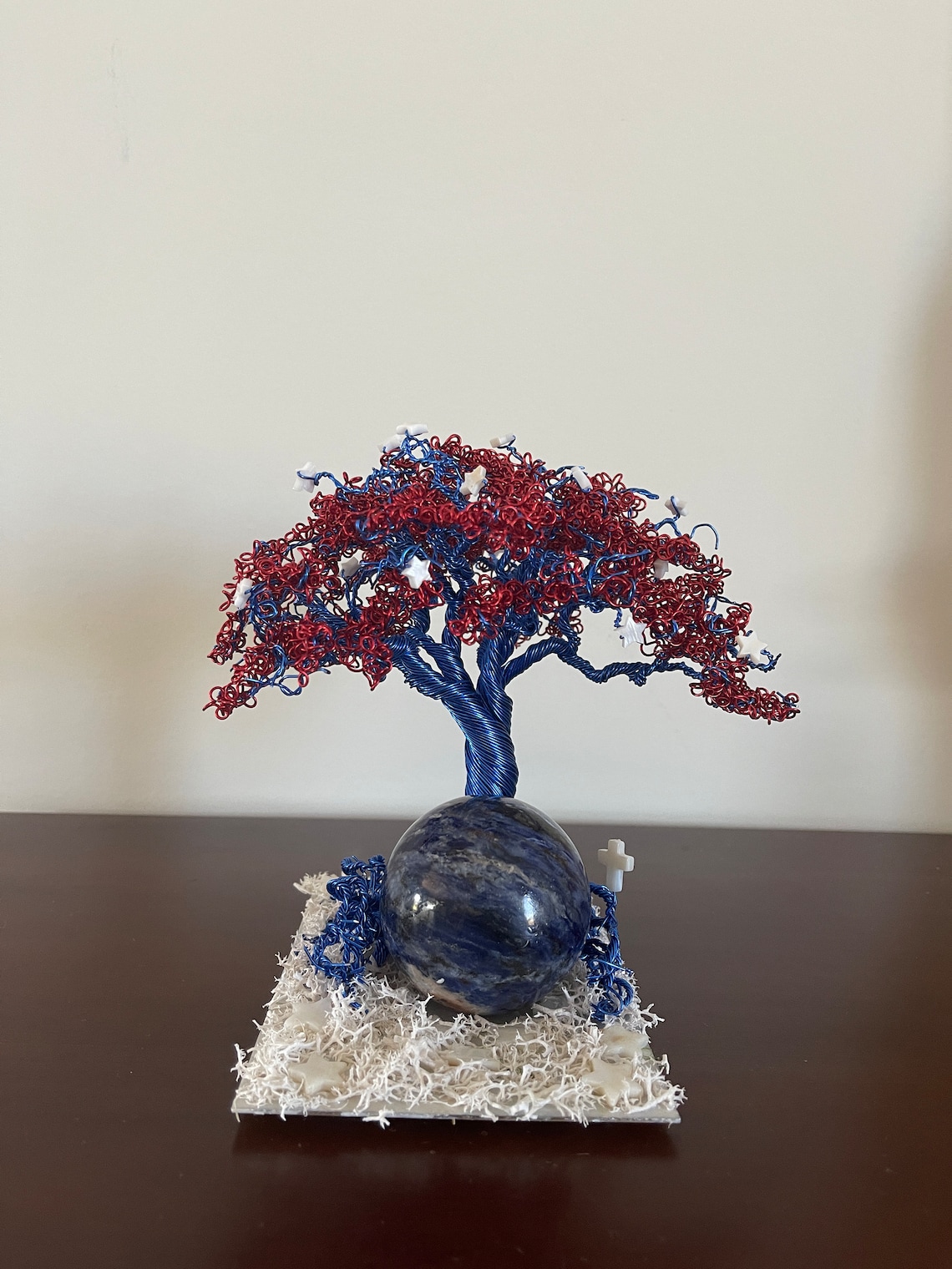 Patriotic Tree of Life With Stars and a Cross, Memorial Gift, Orb ...