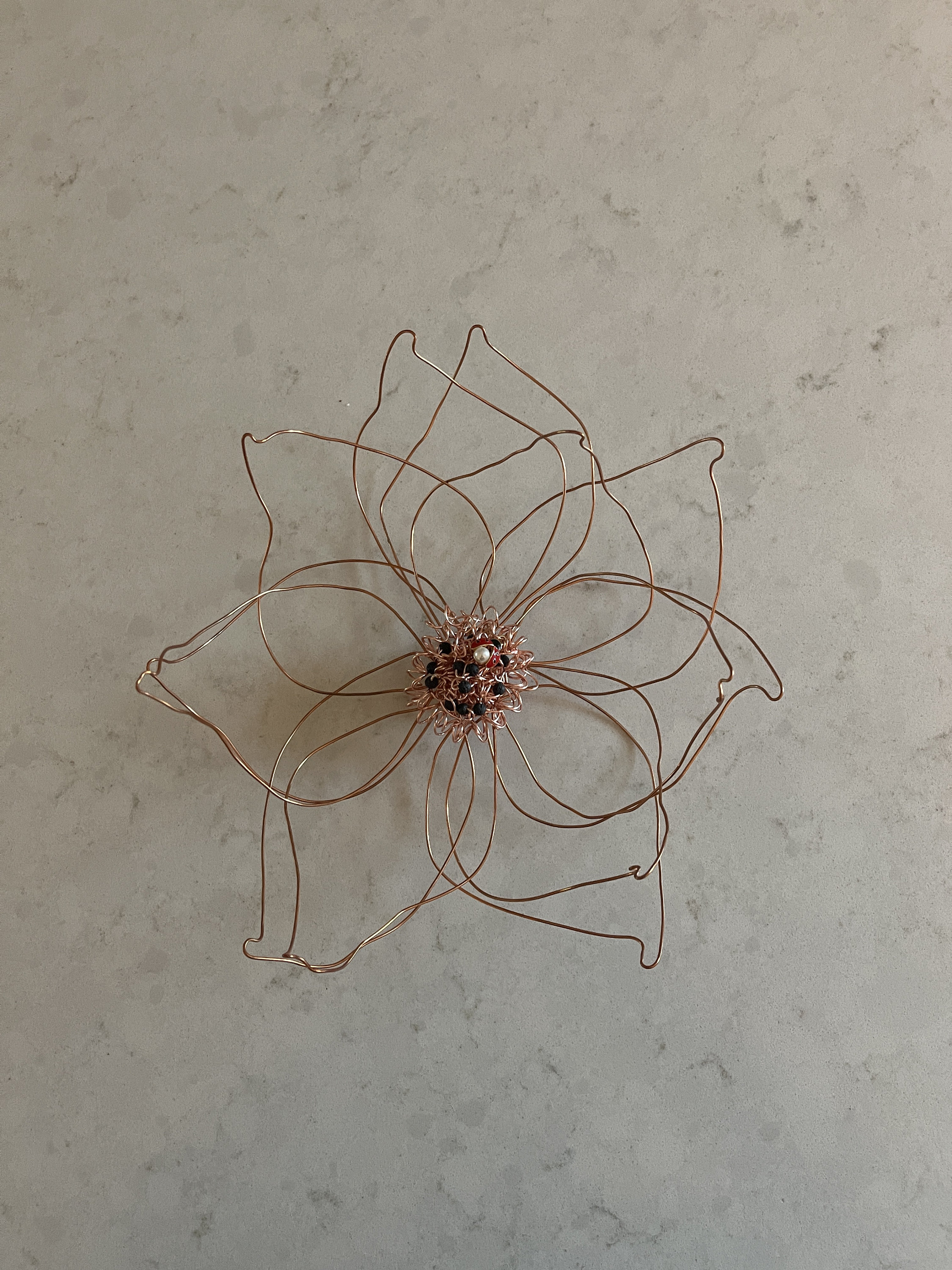 Copper Wire Flower Wall Hanging, Ladybug/honey Bee Sculpture - Etsy