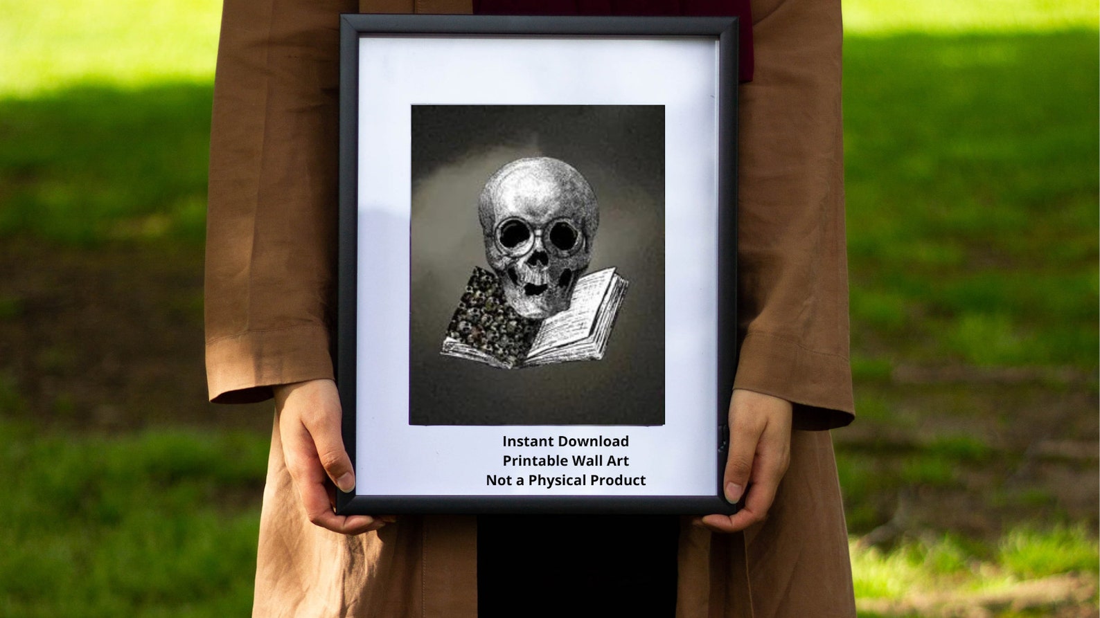 Skull Reading a Book Printable Download Skull Decor Skull - Etsy