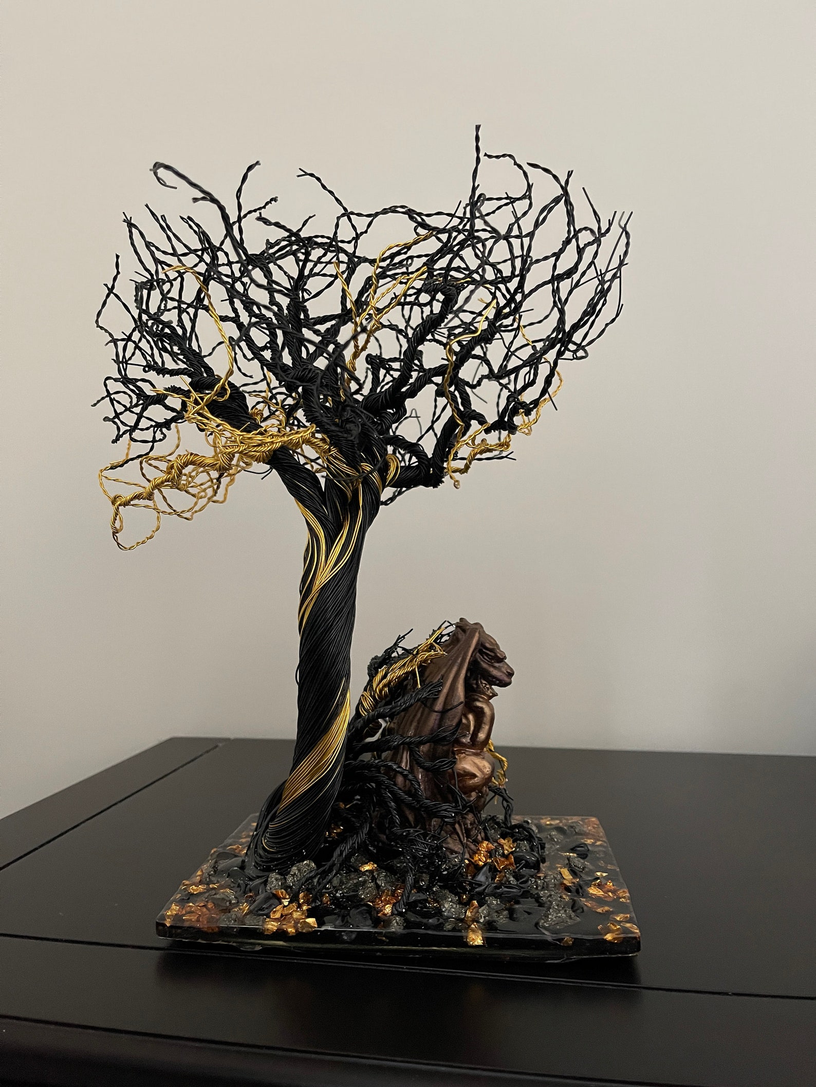 Striking Black and Gold Gargoyle Wire Tree Gothic - Etsy