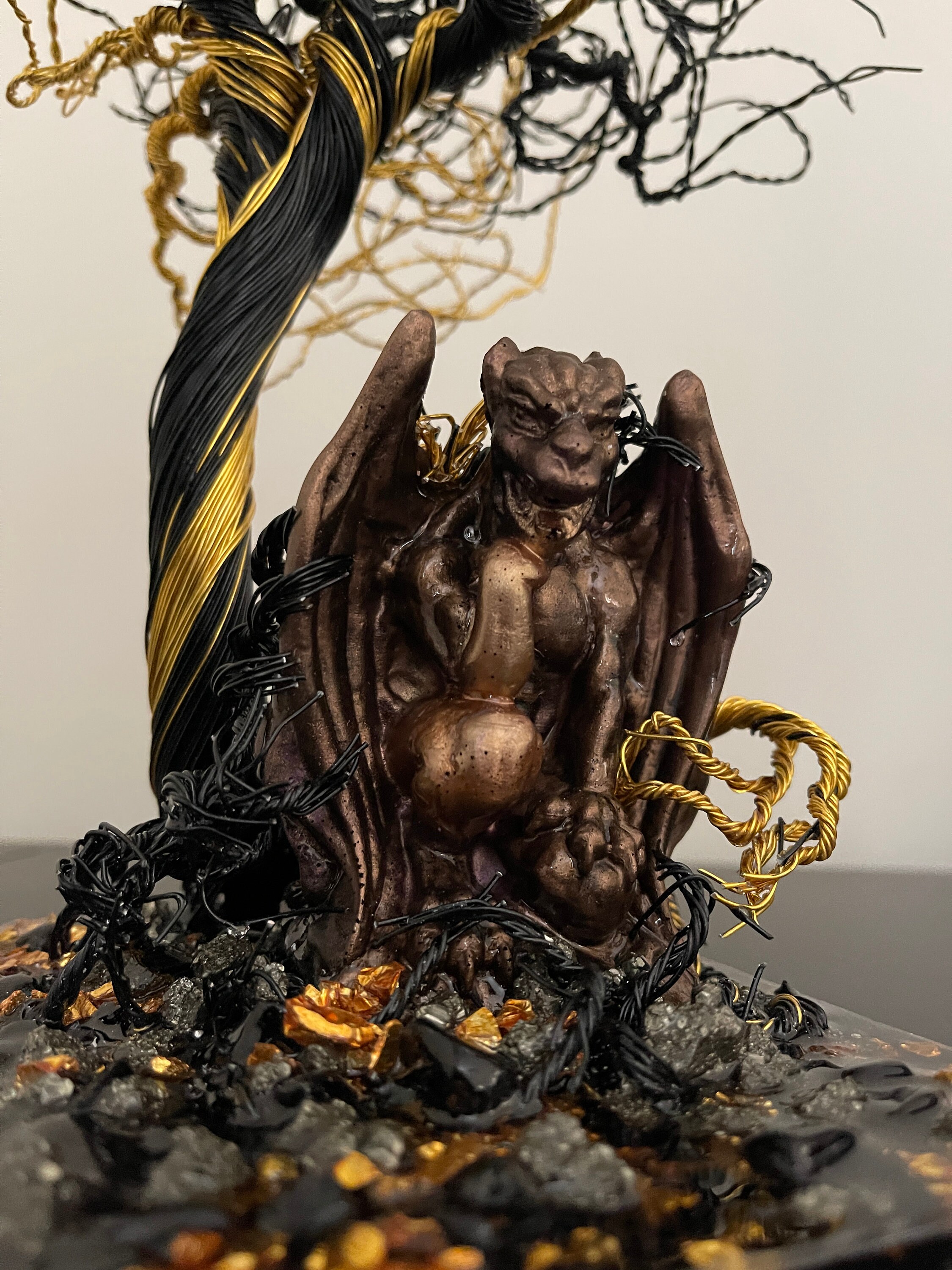 Striking Black and Gold Gargoyle Wire Tree Gothic - Etsy