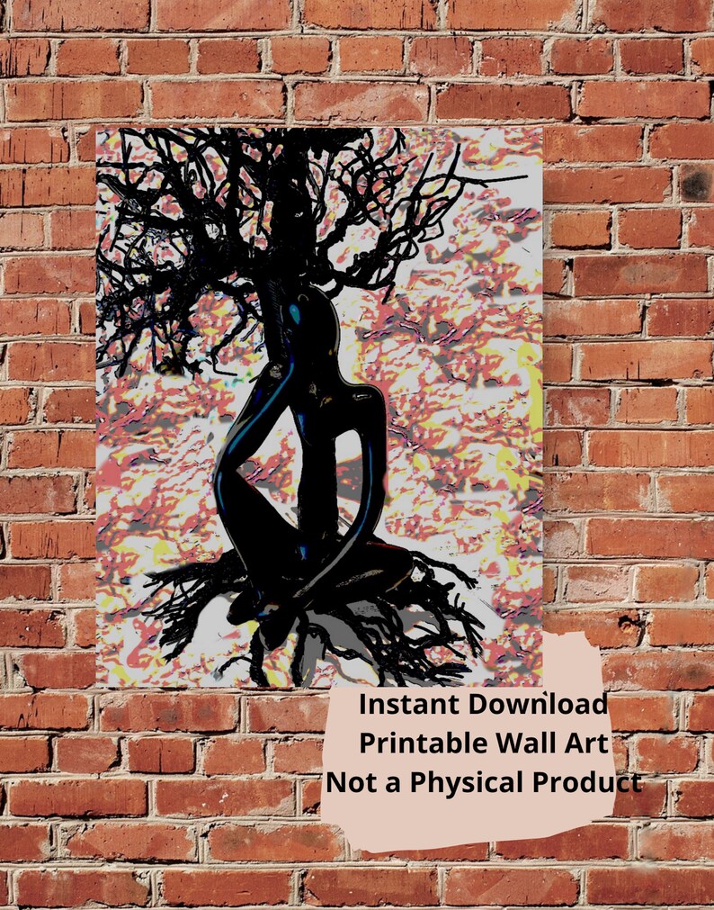 The Thinker Under a Tree, the Thinker Abstract Art, Printable Wall Art ...