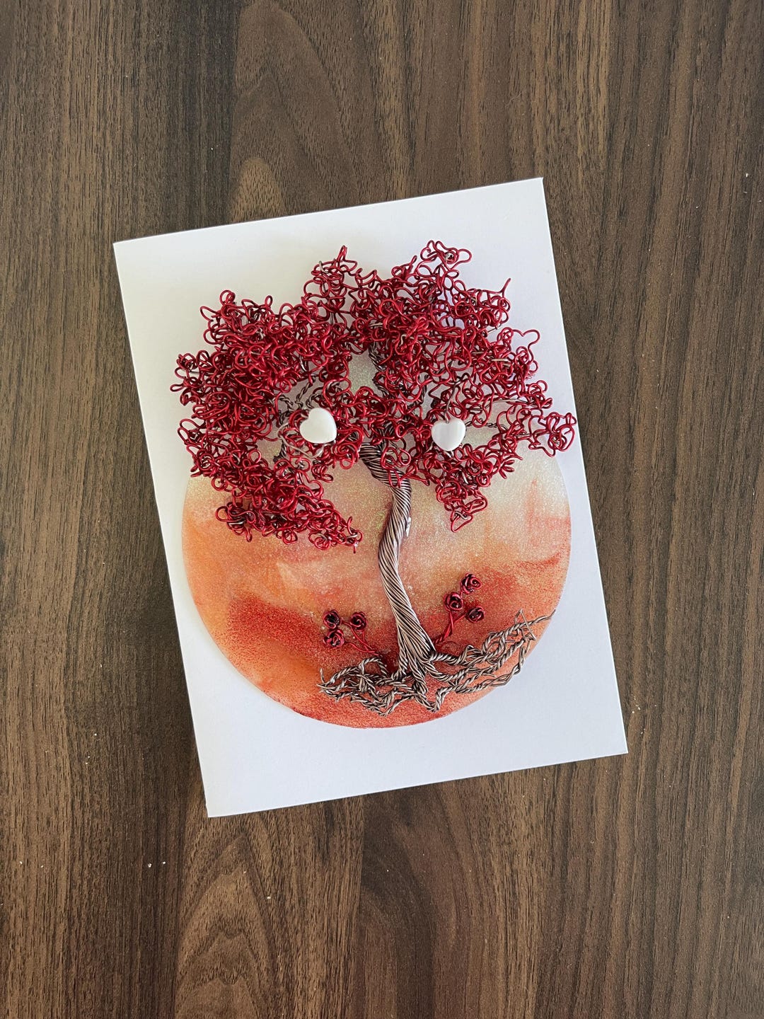 Tree of Life Greeting Card, Wire Bonsai, Roses & Hearts - Etsy