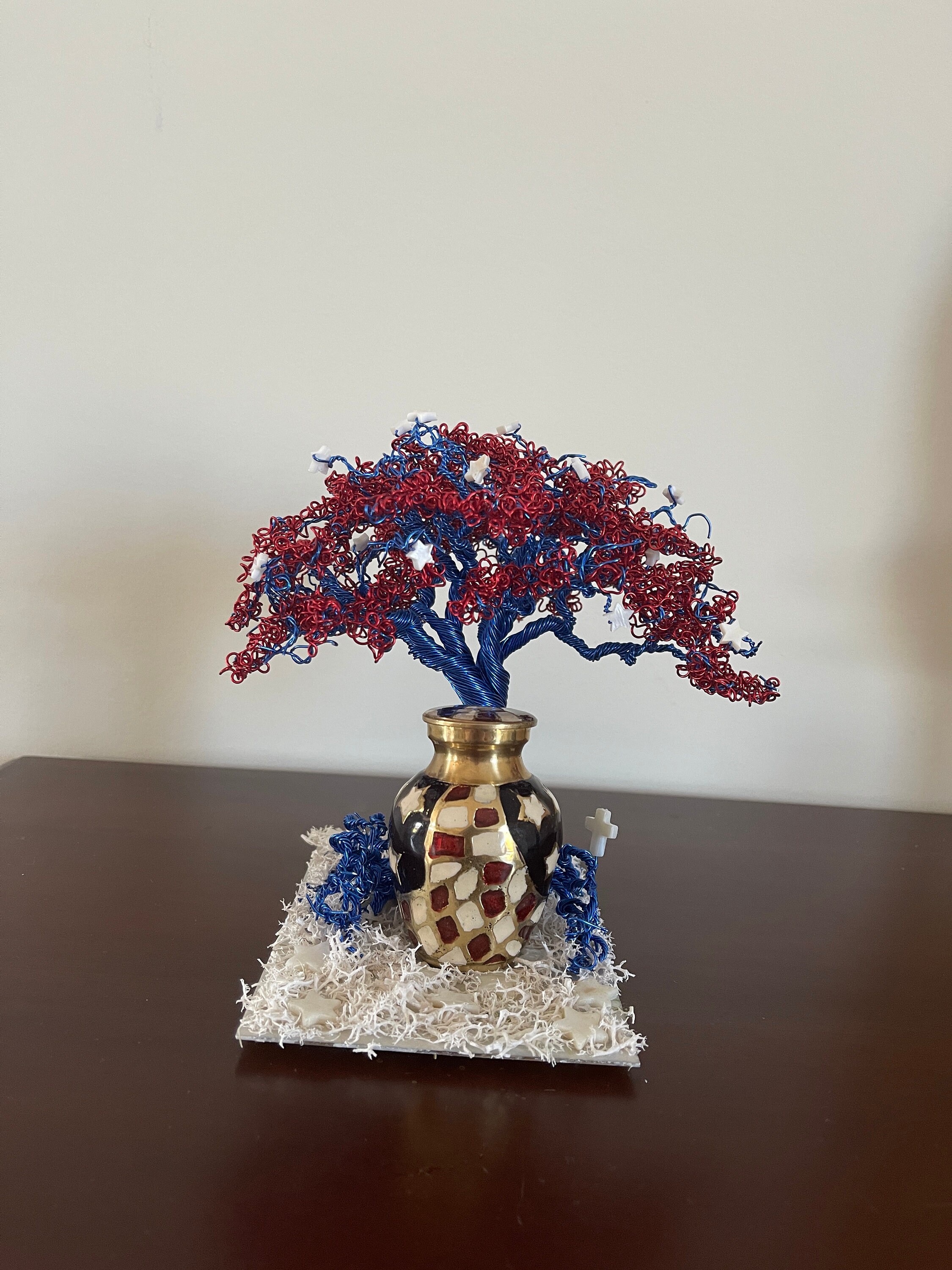 Patriotic Tree of Life With Stars and a Cross, Memorial Gift, Orb ...