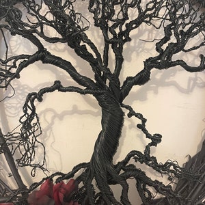 Black Wire Tree of Life Wreath With Dark Burgundy Roses, Wire Tree ...