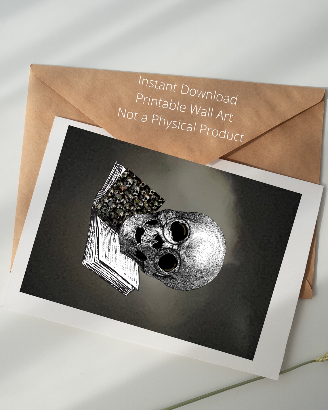 Skull Reading a Book Printable Download Skull Decor Skull - Etsy