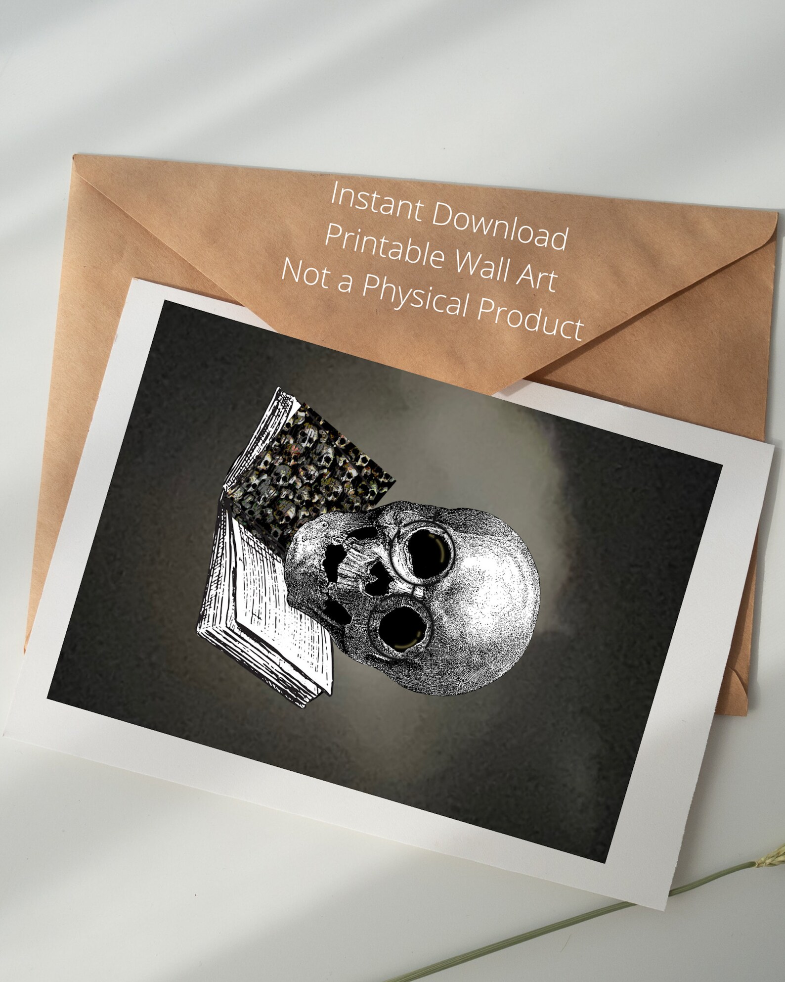 Skull Reading a Book Printable Download Skull Decor Skull - Etsy