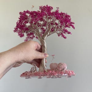 Pink Tree of Life, Rose Quartz Stones, Memorial Gift, Orb Display ...