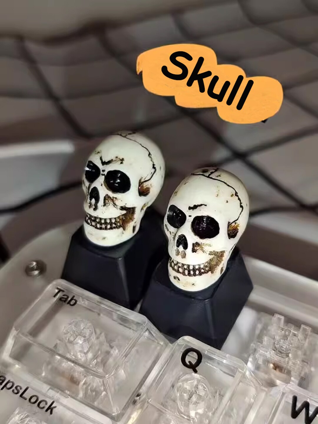 Skull Keyboard Caps, Custom Halloween Gift for Gamers, White Skull ESC ...