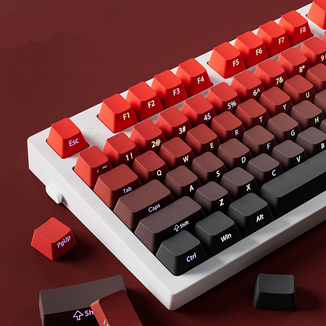 Sunset Gradient Red Black Keycap Set, Side-print Backlit Shine-through ...